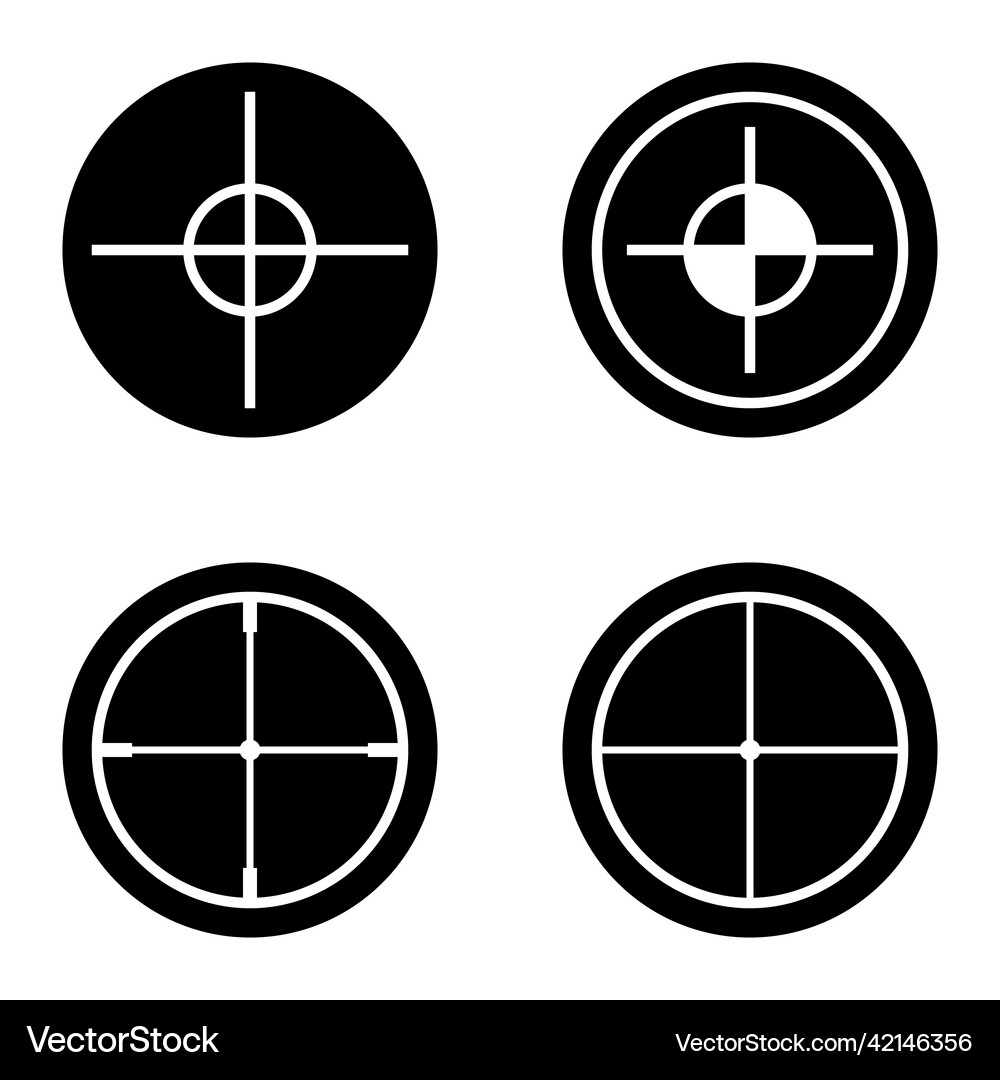 Crosshairs glyph flat icon set isolated on white Vector Image