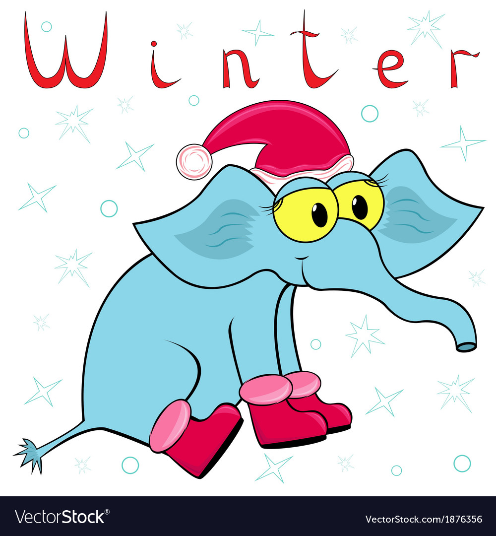 Elephant winter Royalty Free Vector Image - VectorStock