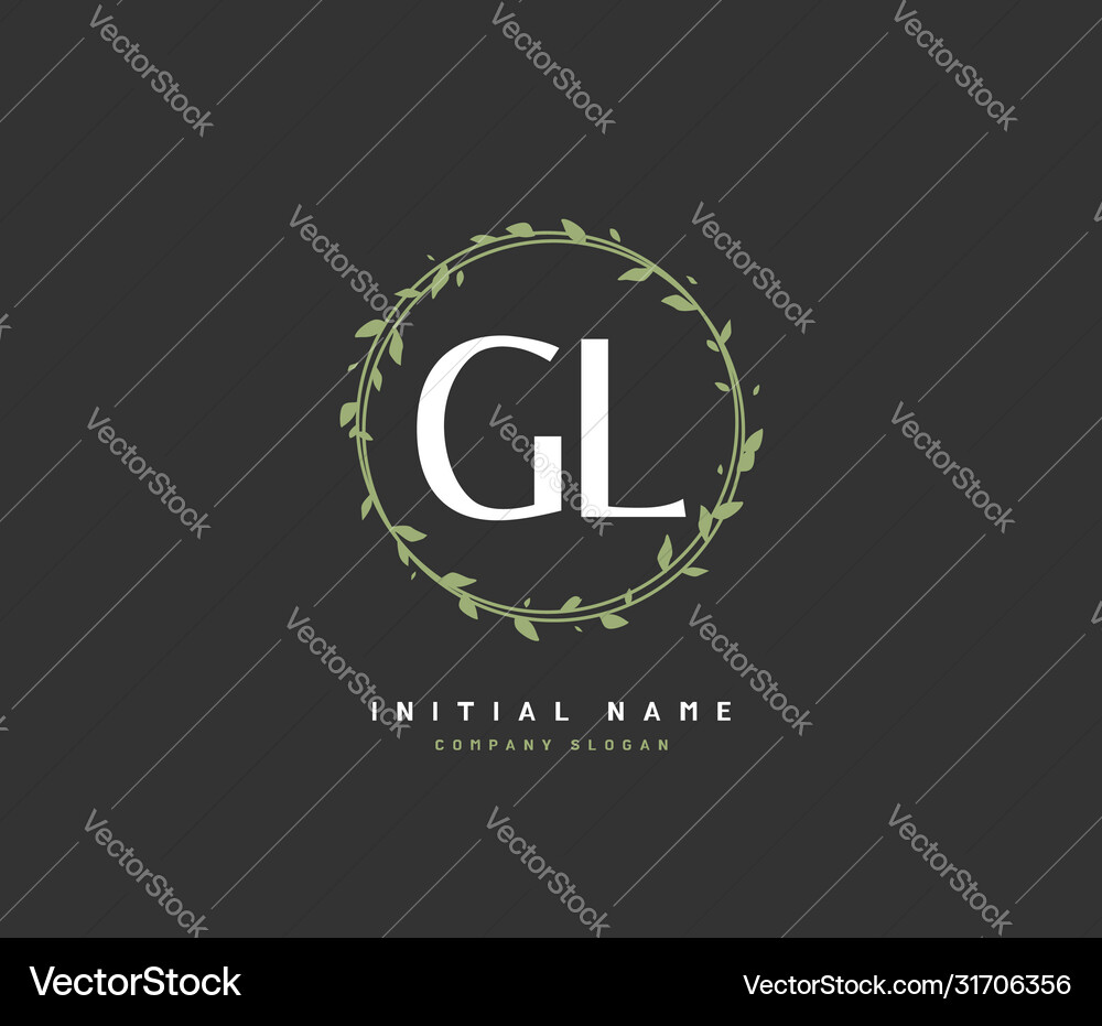 G l gl beauty initial logo handwriting logo Vector Image