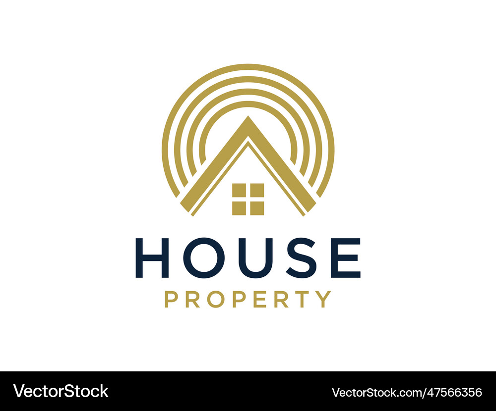 House logo gold symbol geometric linear Royalty Free Vector