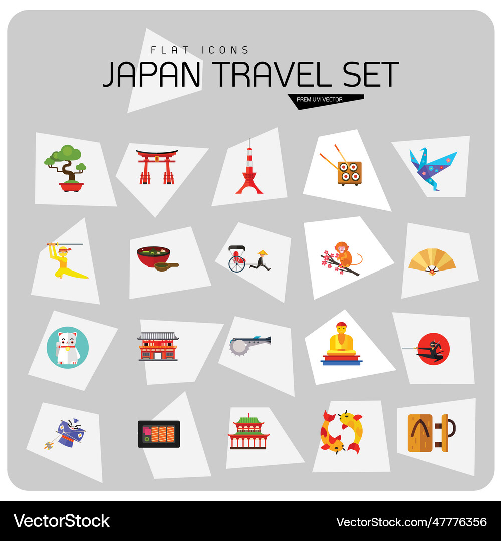 Japan travel icon set Royalty Free Vector Image