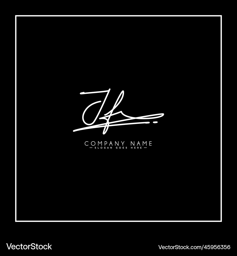 Jf simple signature logo - handwritten template Vector Image