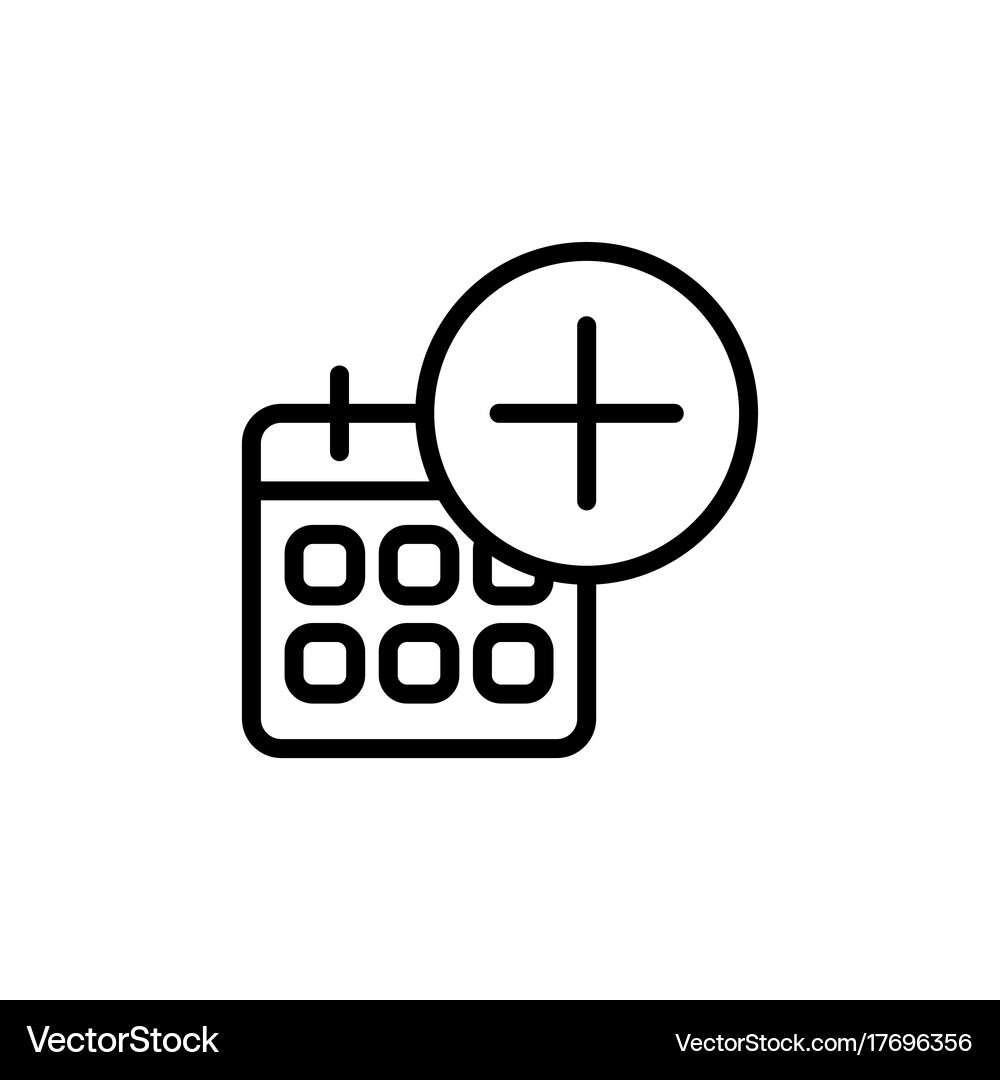 Line calendar add icon on white background Vector Image
