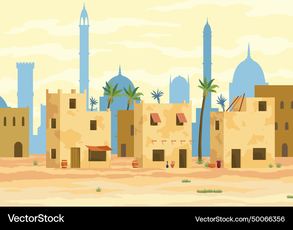 Middle east arabic desert landscape Royalty Free Vector