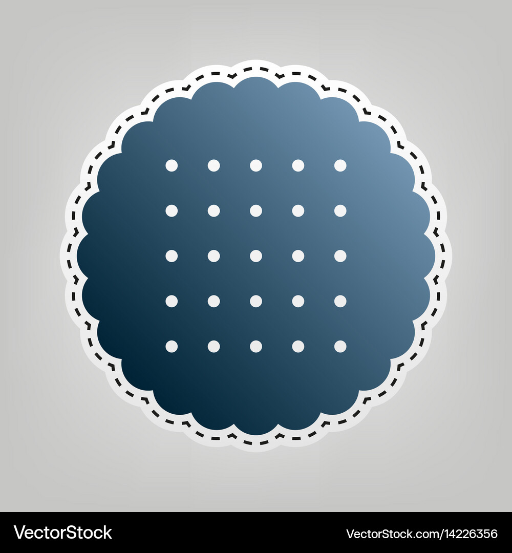 Round biscuit sign blue icon with outline Vector Image