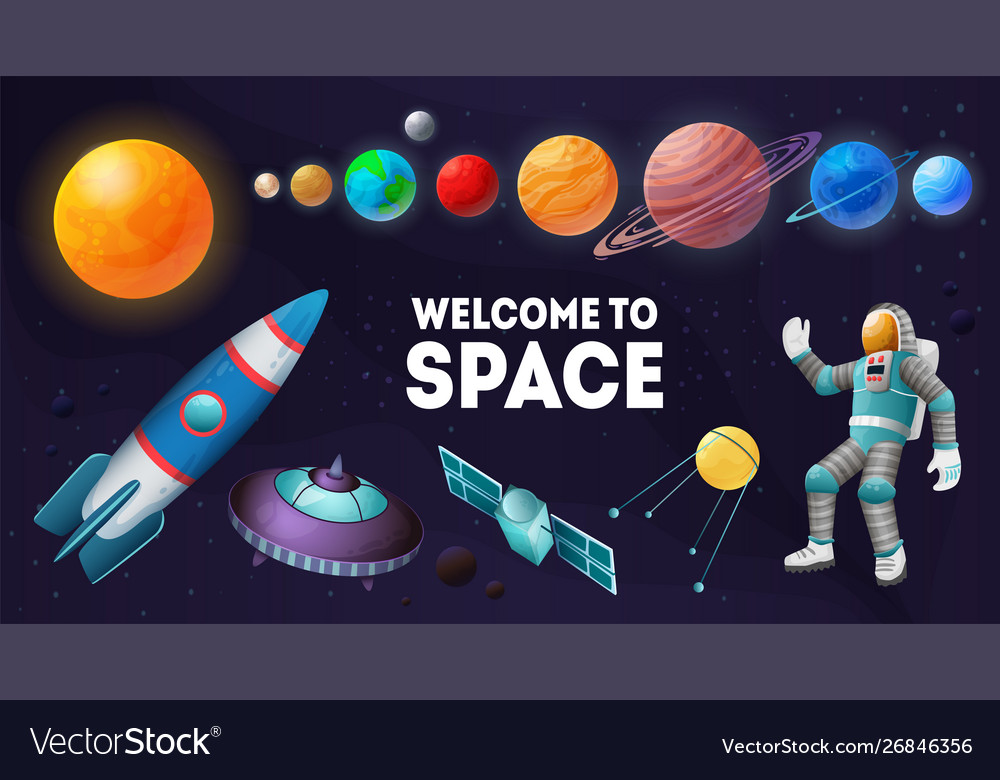 Space set composition Royalty Free Vector Image