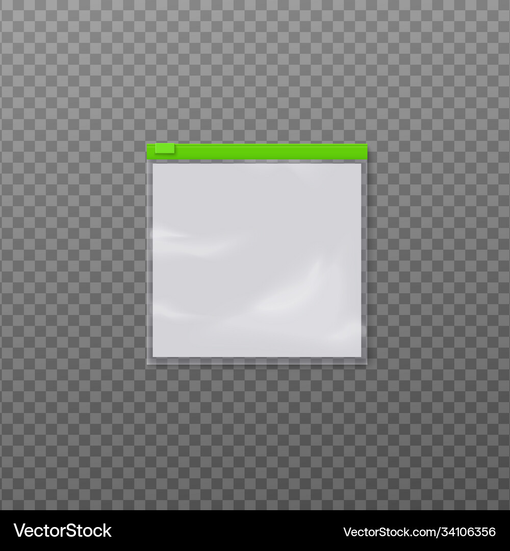 Square plastic zipper bag with paper realistic Vector Image