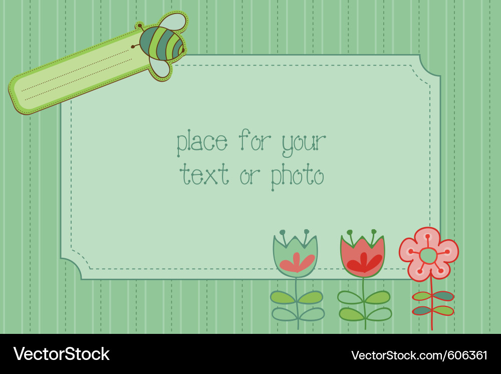 Baby arrival card with photo frame Royalty Free Vector Image