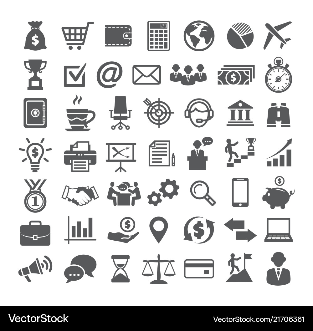 Business icons set for management Royalty Free Vector Image