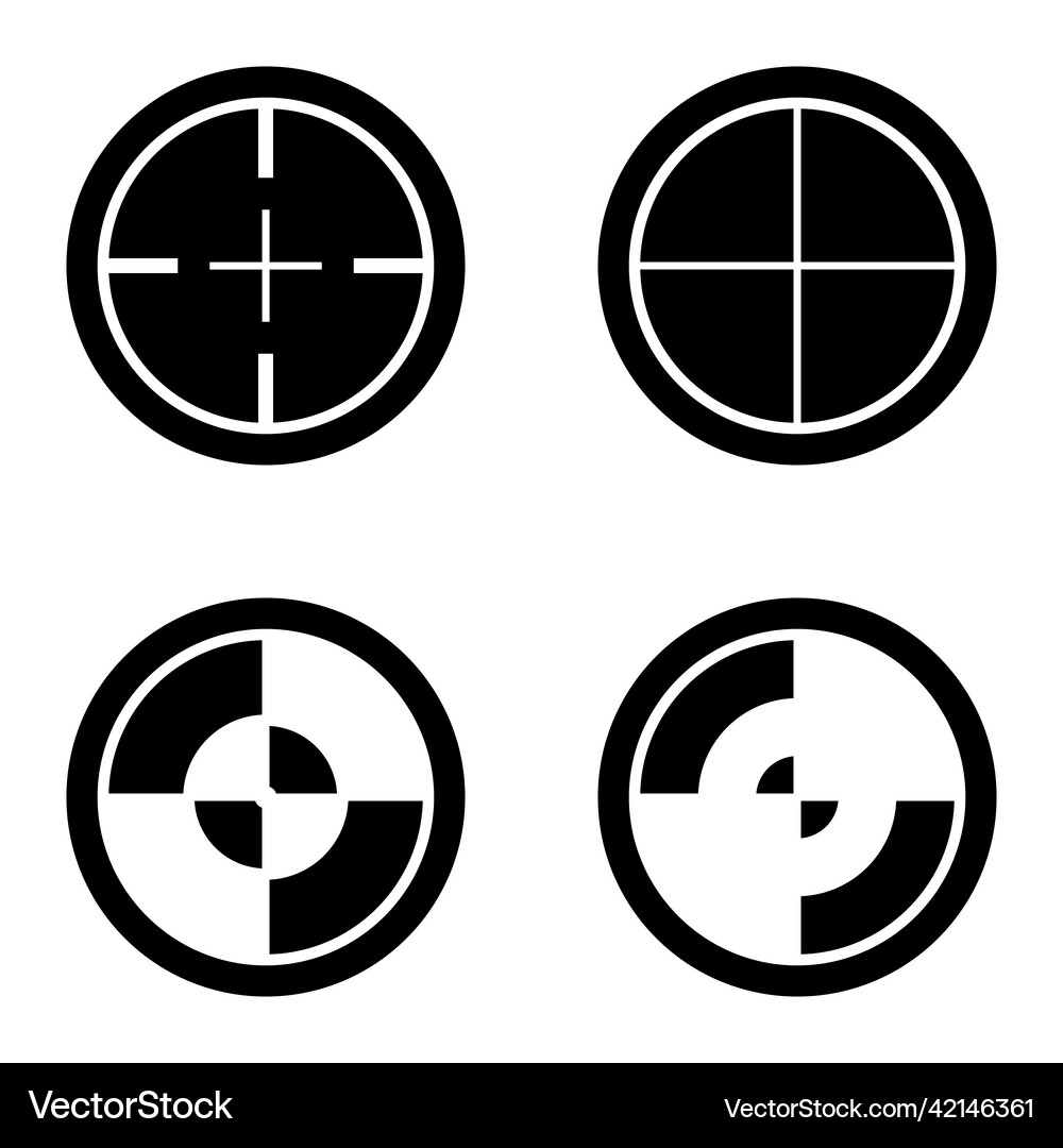 Crosshairs glyph flat icon set isolated on white Vector Image