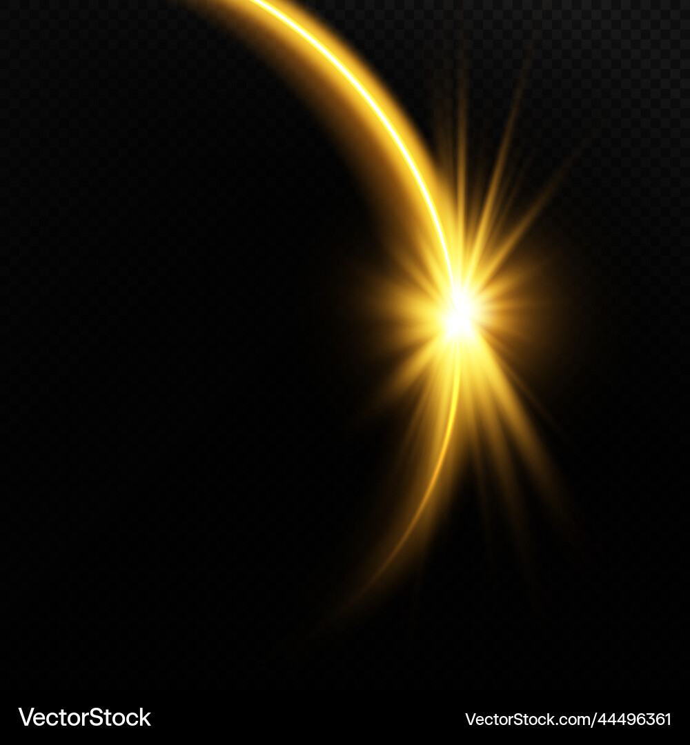 Edge of a golden solar eclipse on black Royalty Free Vector