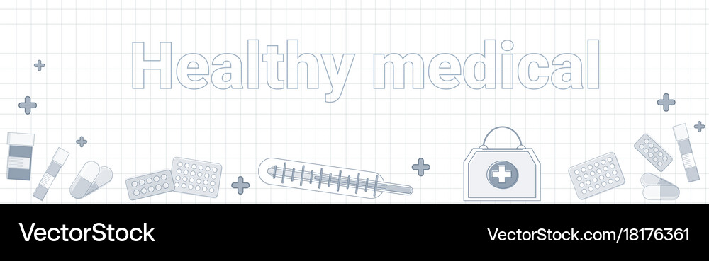Healthy medical word on squared background Vector Image