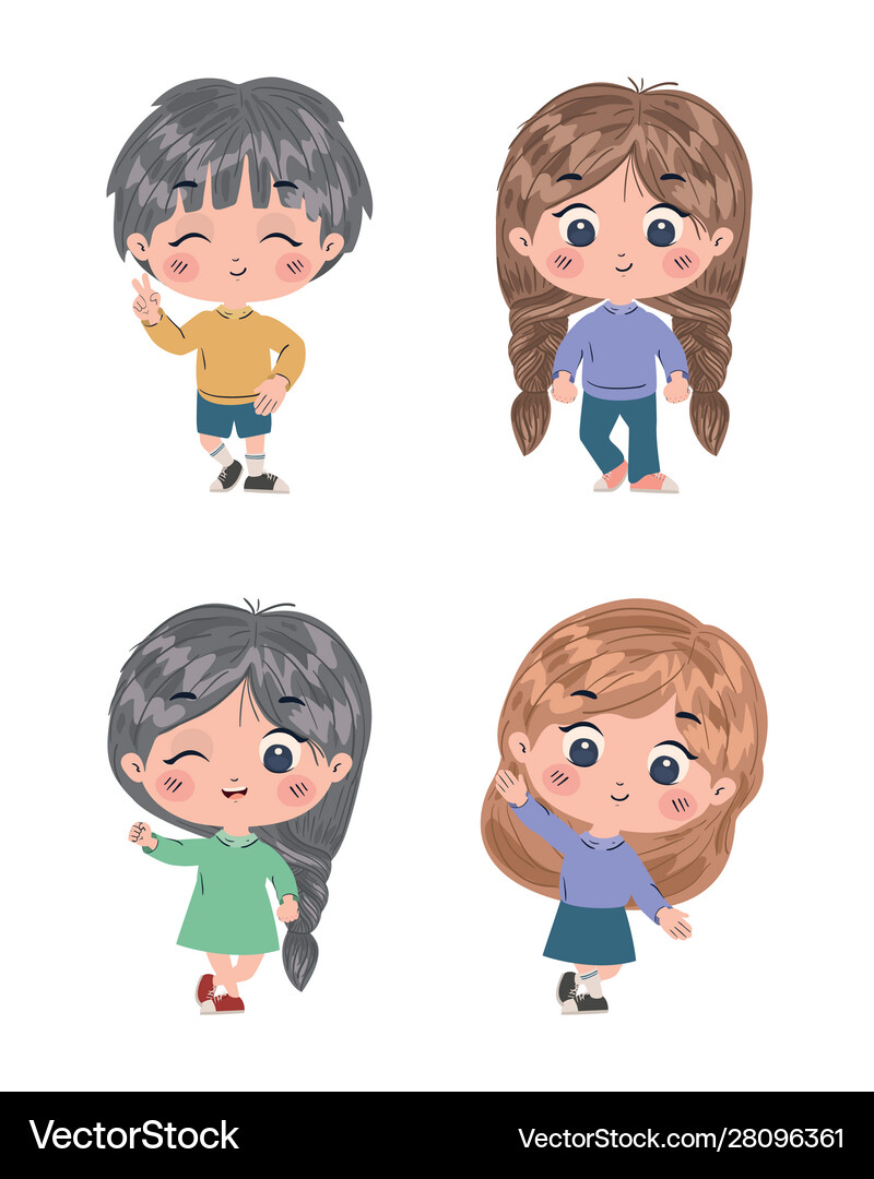 Isolated set kids cartoons design Royalty Free Vector Image