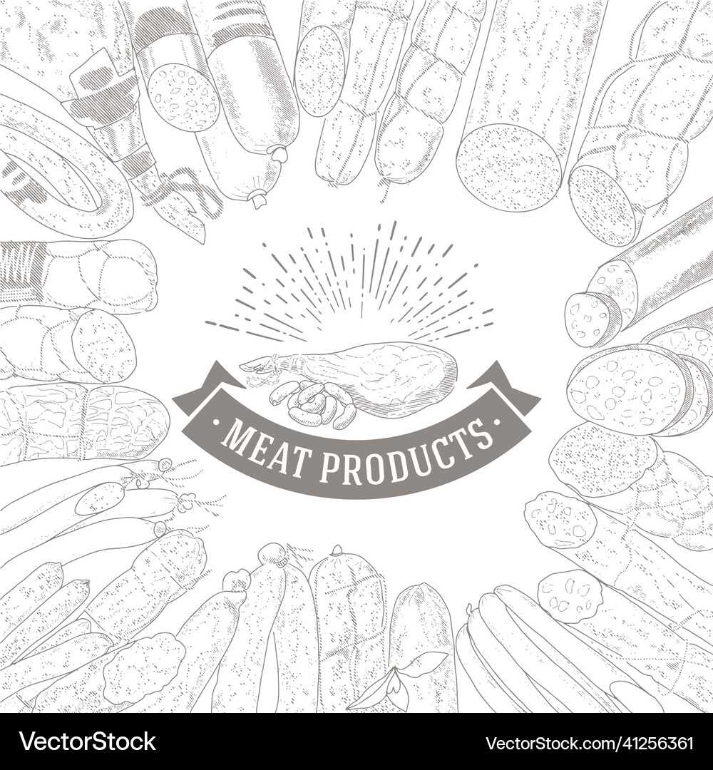 Meat products and sausages Royalty Free Vector Image