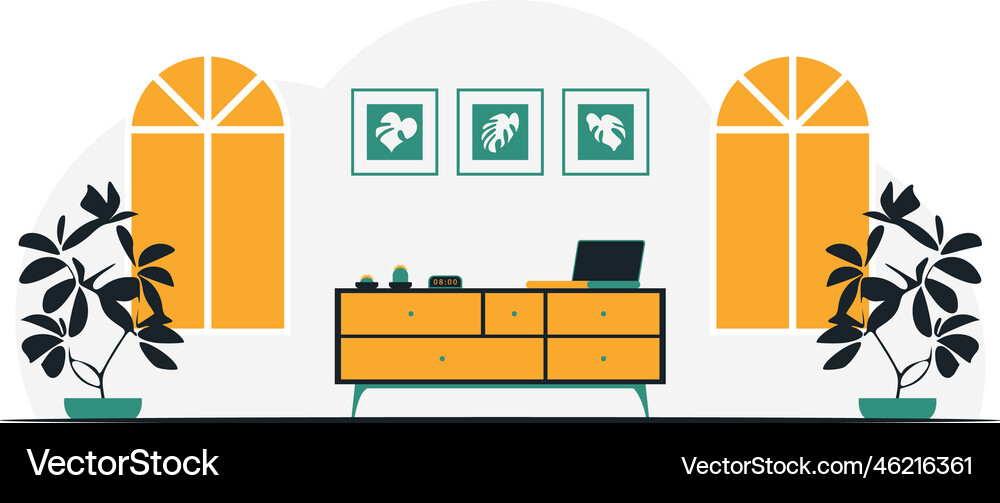 Minimalistic attractive room in bright colors Vector Image