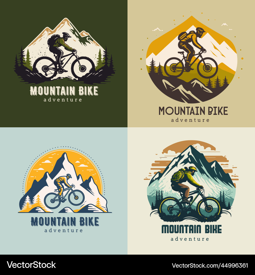 Mountain bike logo set collection bicycle Vector Image