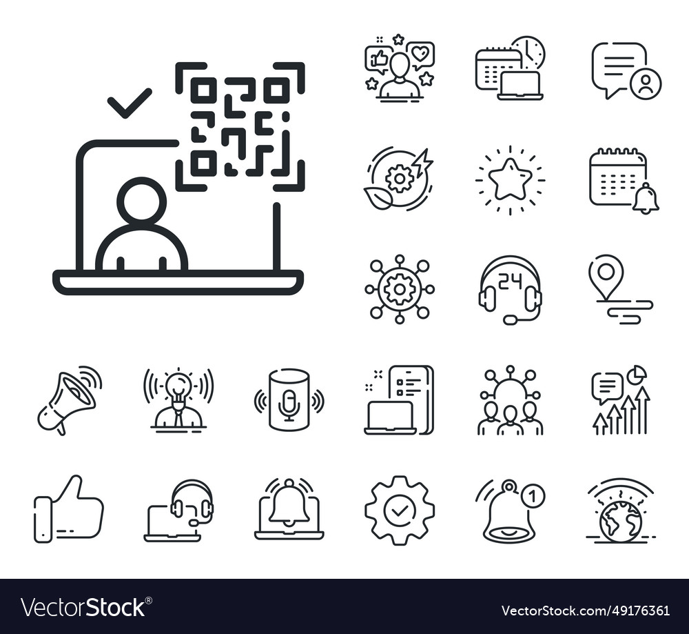 Qr code line icon scan barcode sign place Vector Image Qr code line icon scan barcode sign place Vector Image