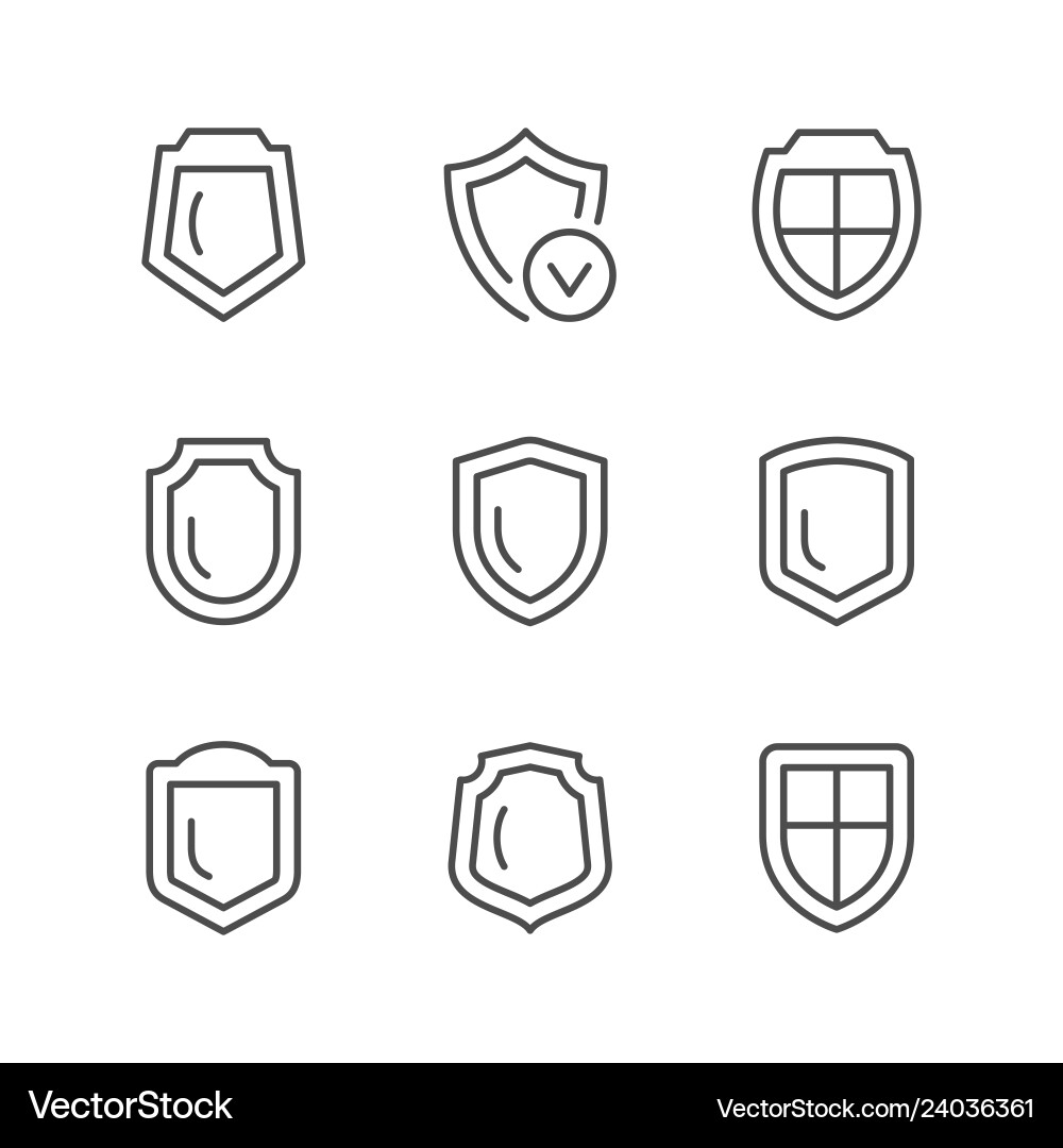 Set line icons of shield Royalty Free Vector Image