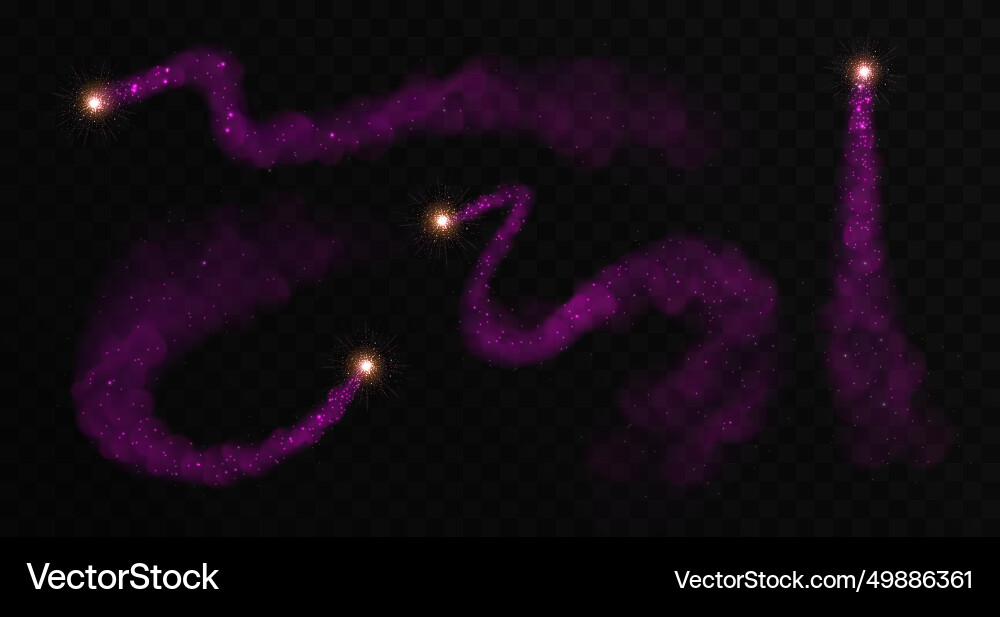 Set of magic violet glowing shiny trails Vector Image