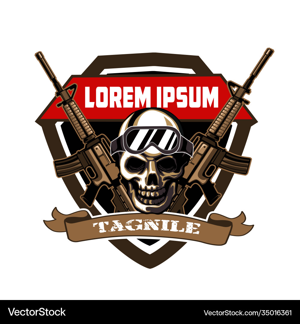 Skull army logo cartoon in Royalty Free Vector Image