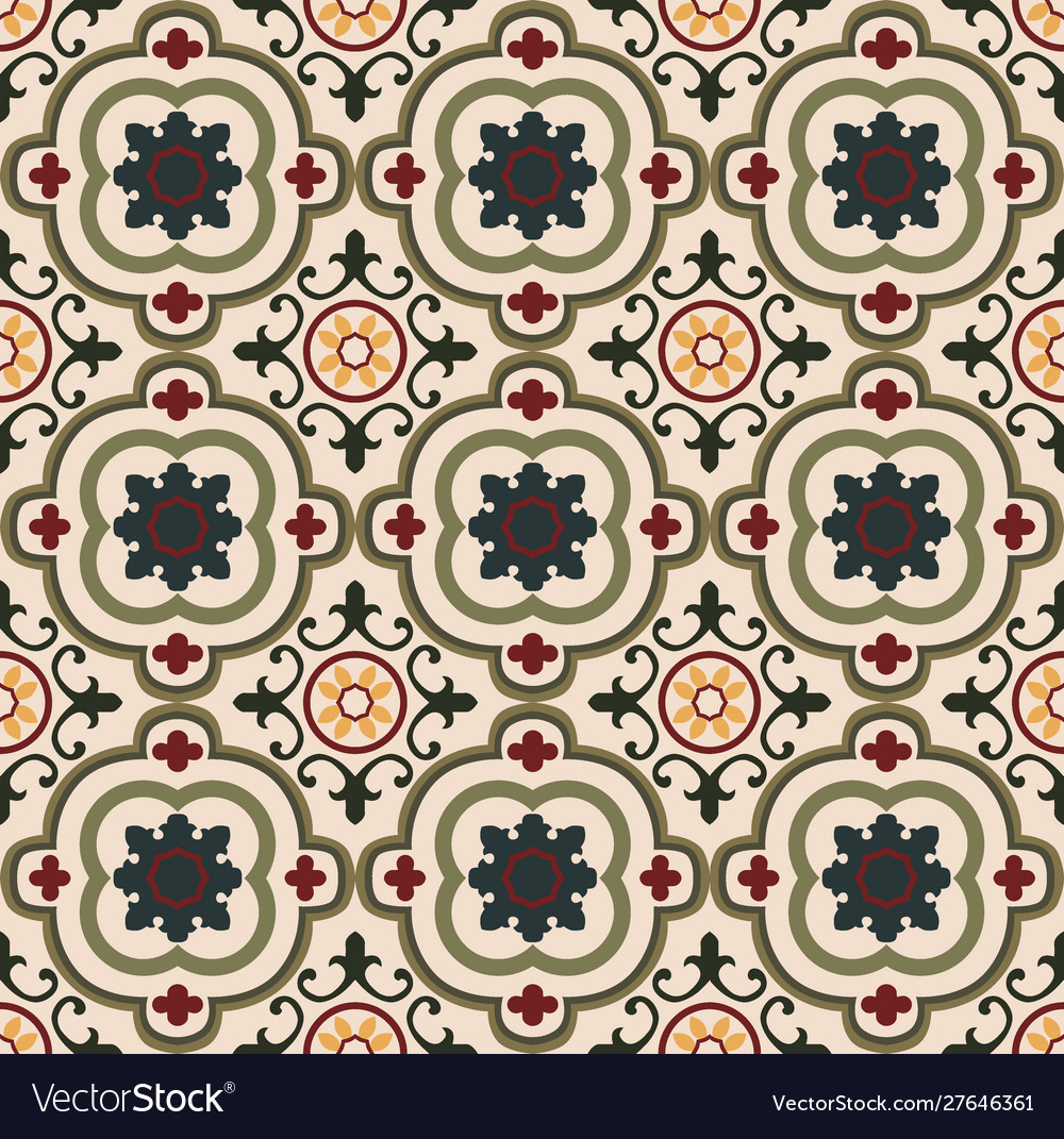 Vintage seamless floral tiles pattern Royalty Free Vector