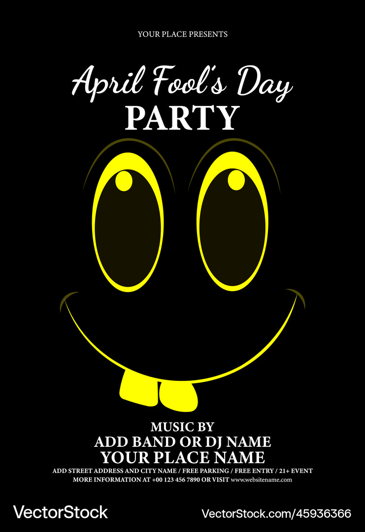 April fools day party flyer poster design Vector Image