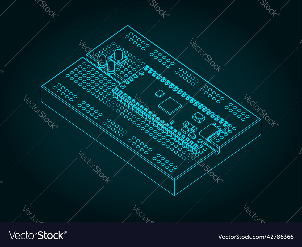 Breadboard and microcontroller Royalty Free Vector Image