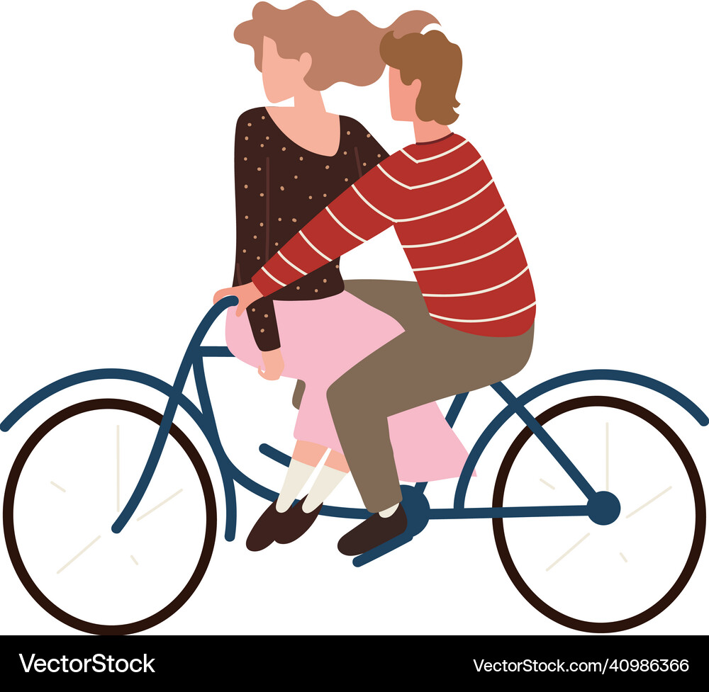 Couple riding a bike Royalty Free Vector Image