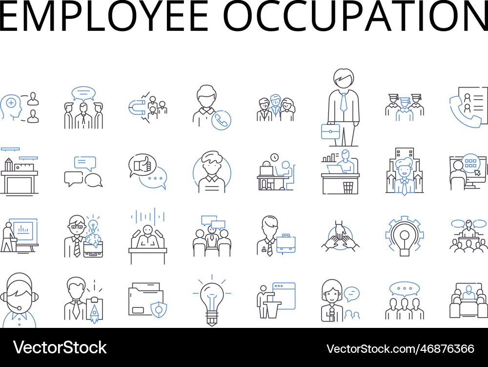 Employee occupation line icons collection Vector Image