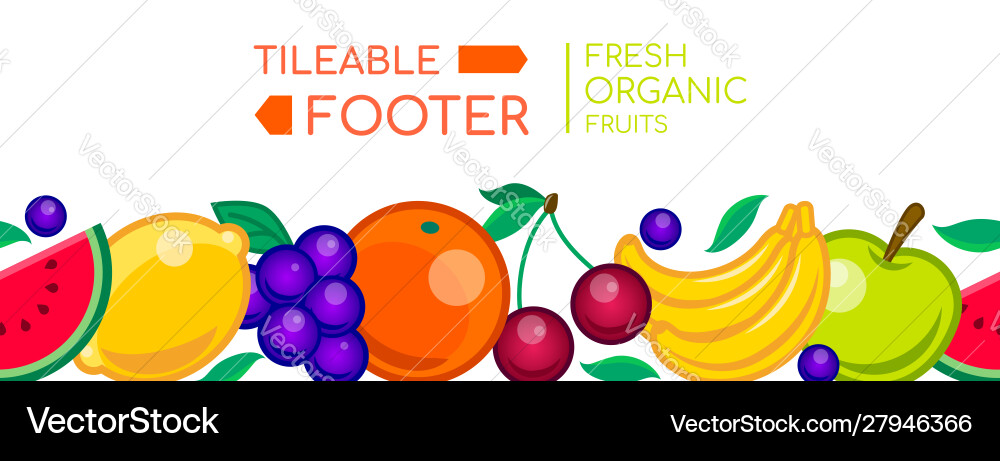 Fresh organic fruits - realistic seamless Vector Image