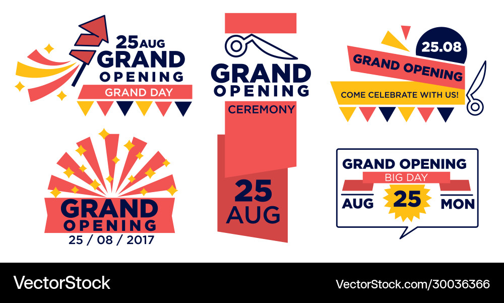 Grand opening ceremony isolated icons scissors Vector Image