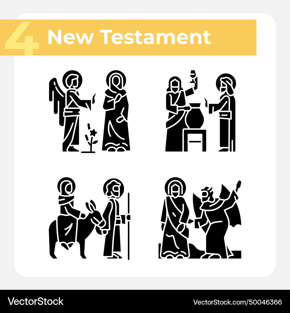 Holy figures black glyph icons set on white space Vector Image