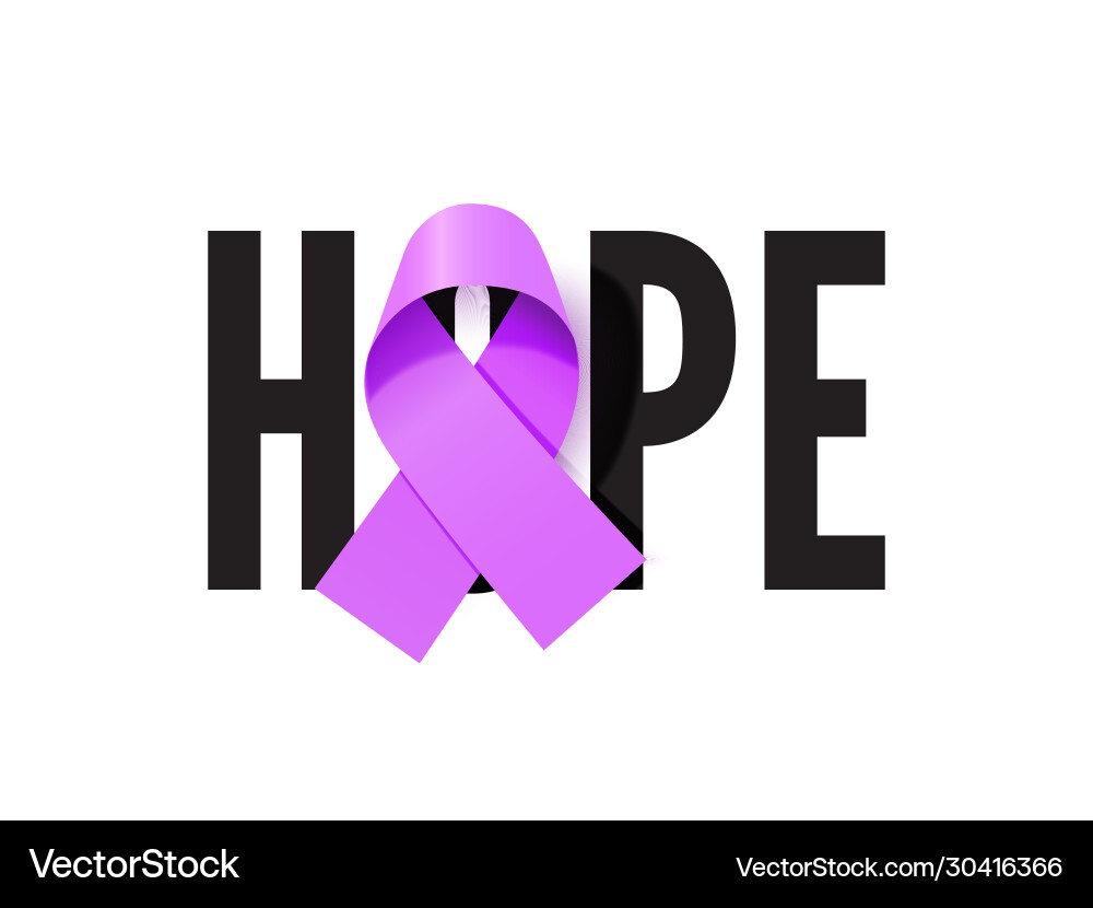 Hope purple ribbon realistic banner Royalty Free Vector