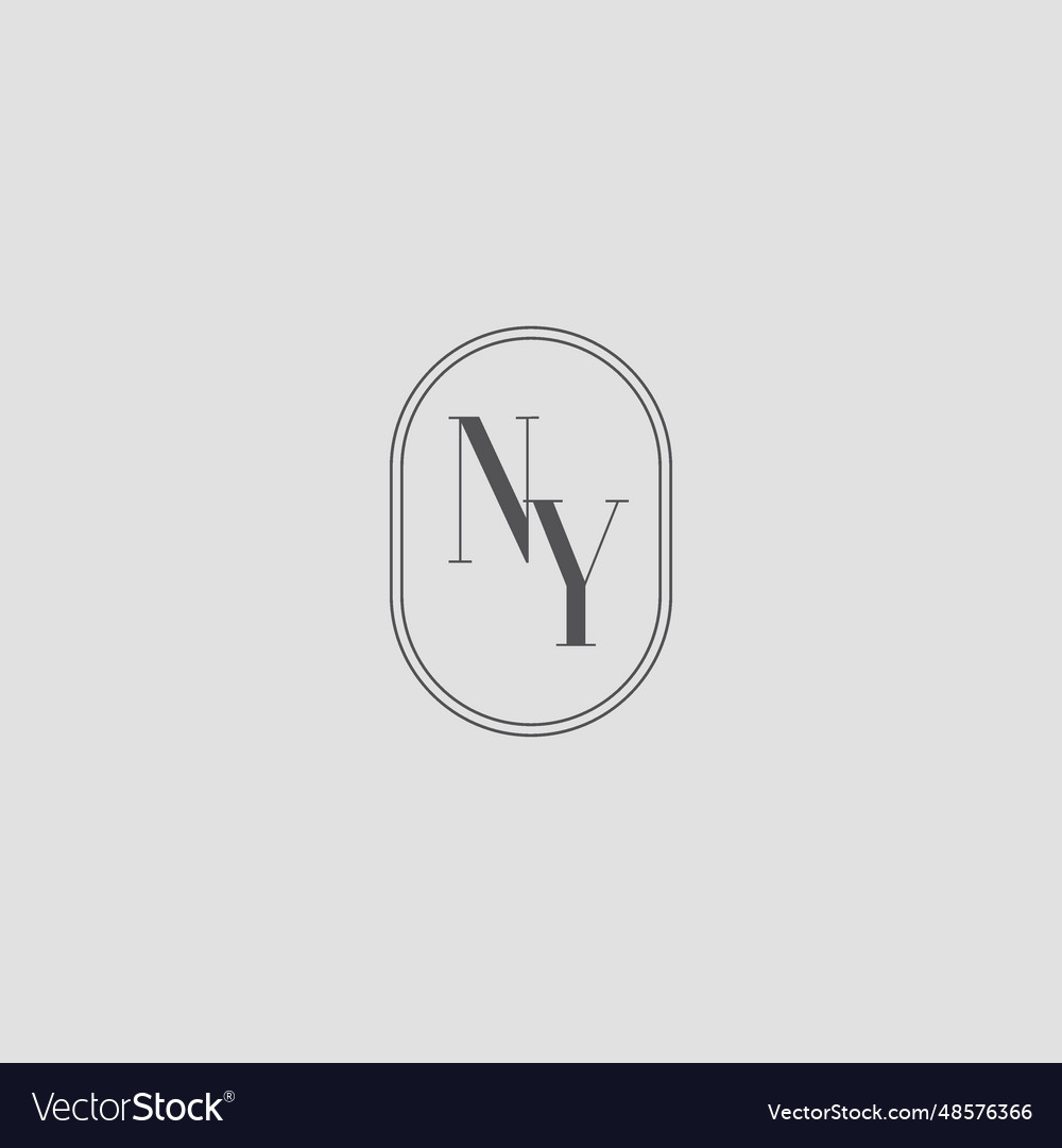 Initial ny wedding monogram logo design Royalty Free Vector