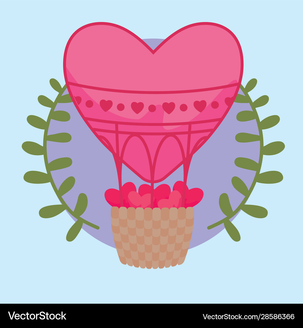 Isolated heart hot air balloon design Royalty Free Vector