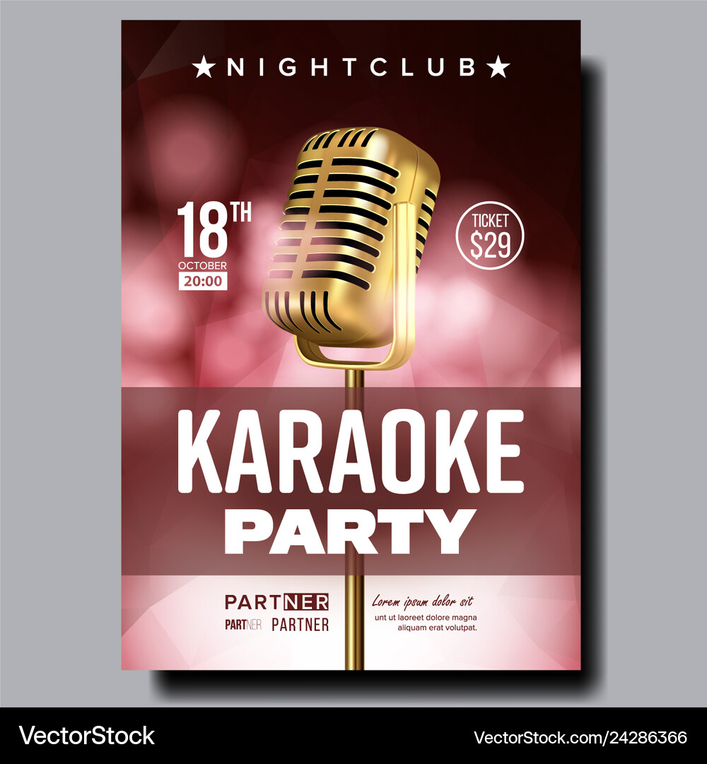 Karaoke poster dance music event Royalty Free Vector Image