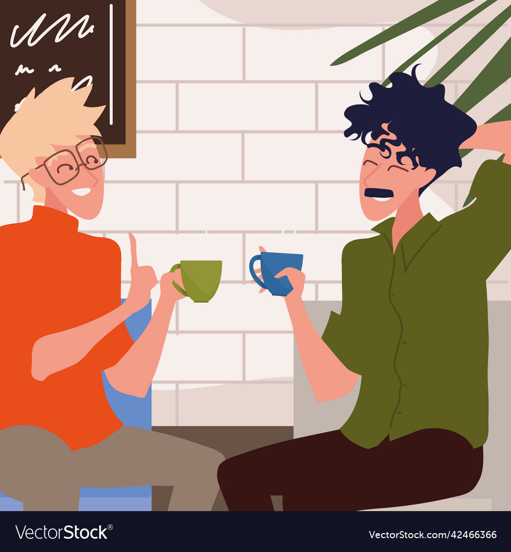 Men drinking coffee Royalty Free Vector Image - VectorStock
