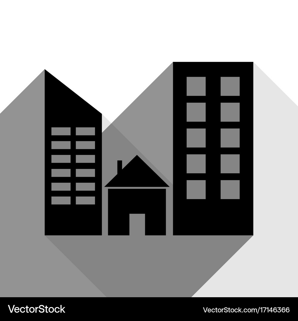 Real estate sign black icon with two flat Vector Image