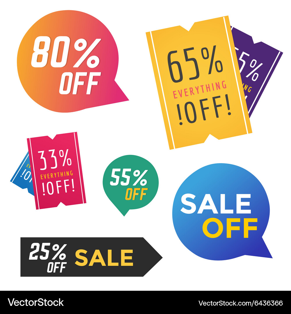 Sale off tags label banner icons Royalty Free Vector Image