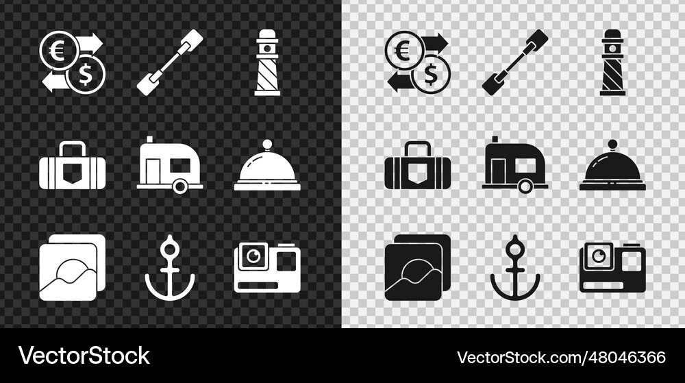 Set money exchange paddle lighthouse photo Vector Image