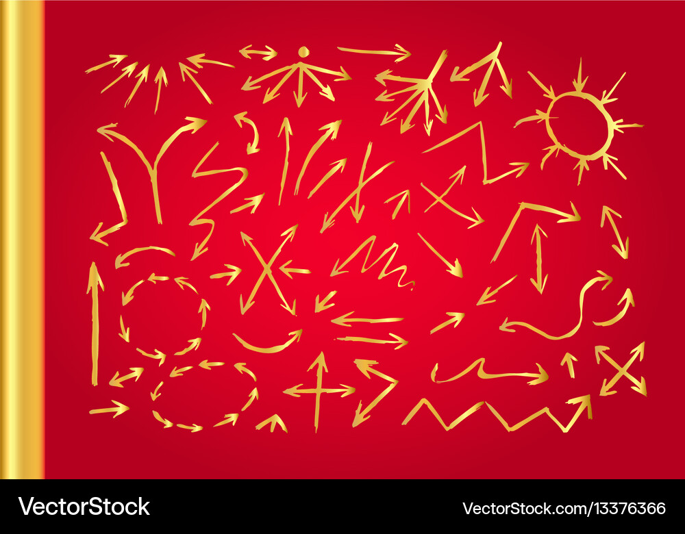 Set of golden arrows Royalty Free Vector Image