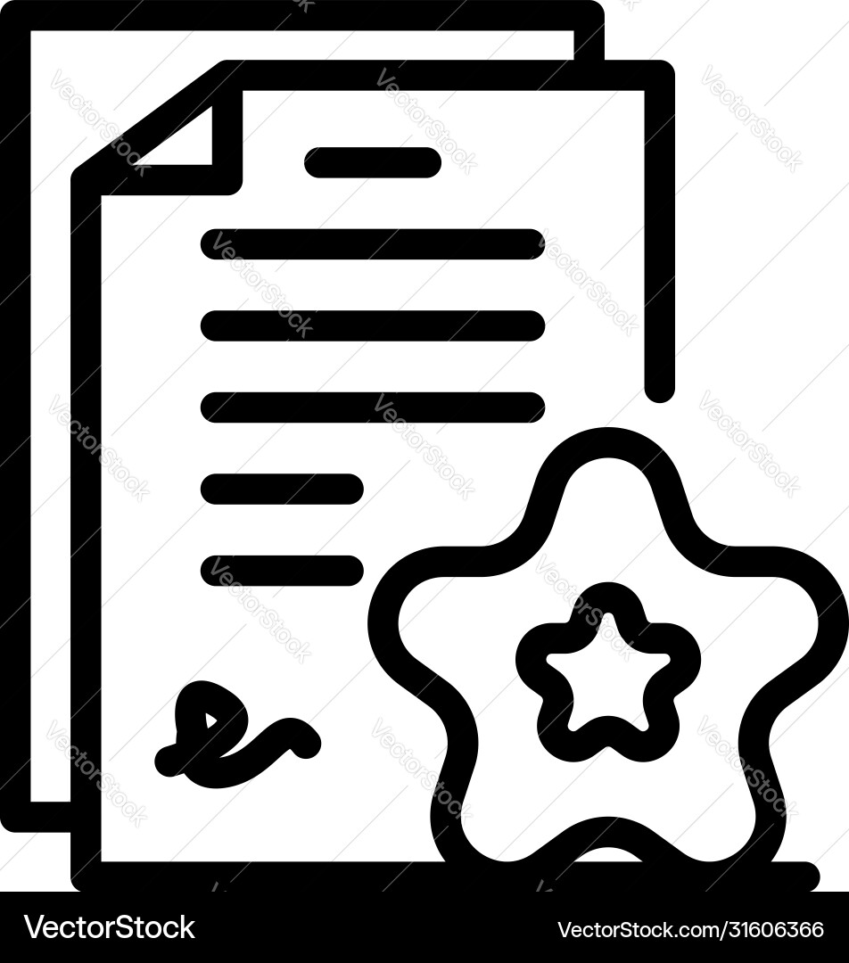 Star signing contract icon outline style Vector Image