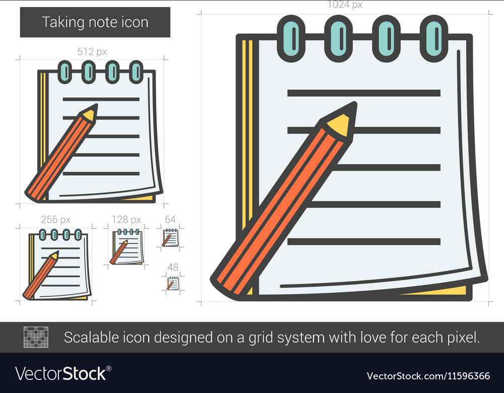 Taking note line icon Royalty Free Vector Image