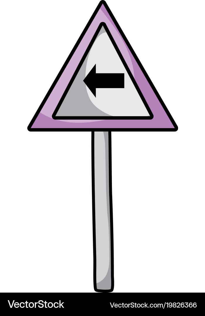 Triangle metal notice with turn left sign Vector Image