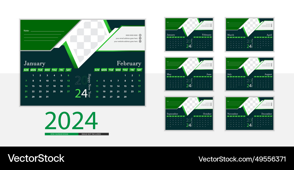 Attractive desk calendar design 2024 Royalty Free Vector