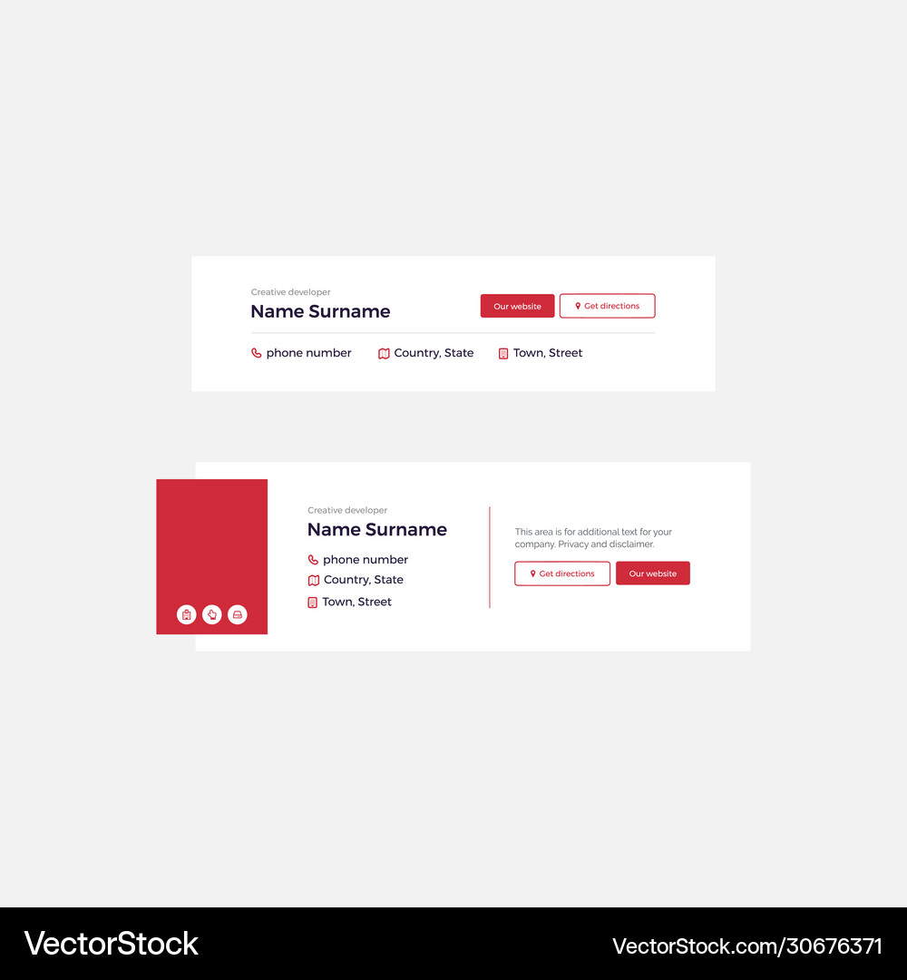 Corporate email signature design red buttons large