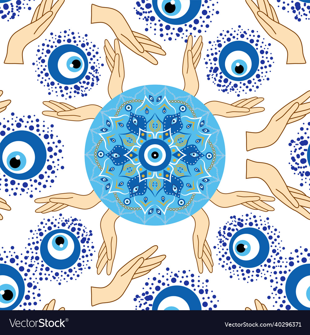 Evil eye seamless pattern magic witchcraft occult Vector Image Evil eye seamless pattern magic witchcraft occult Vector Image