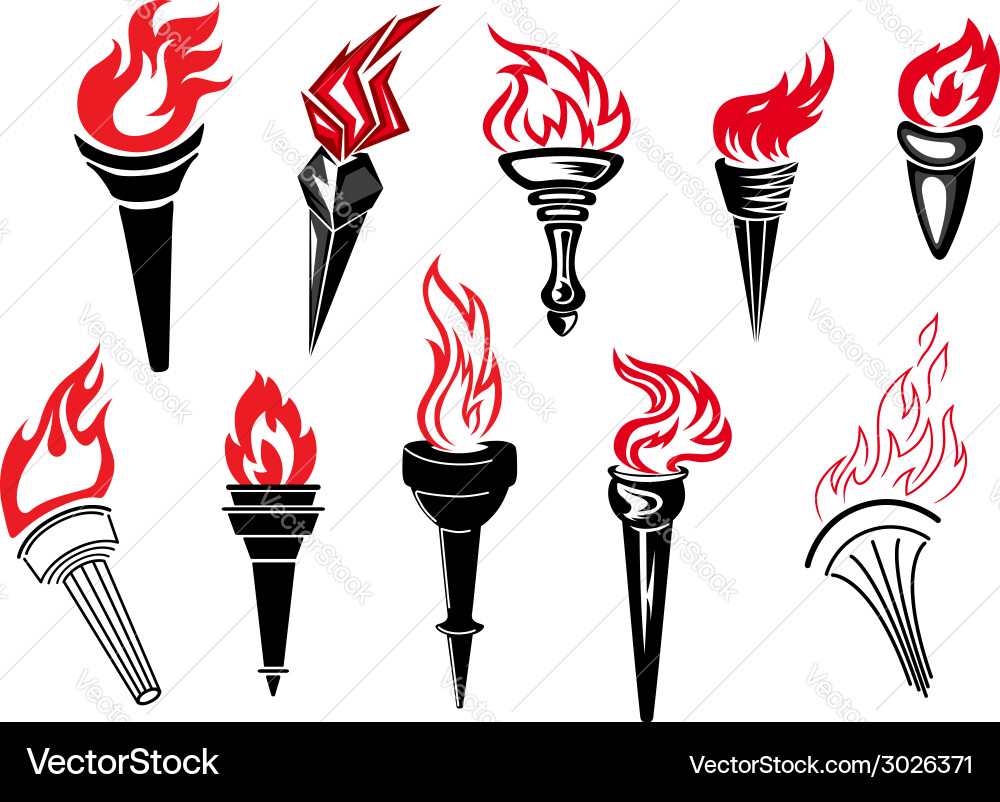 Flaming torch icons Royalty Free Vector Image - VectorStock