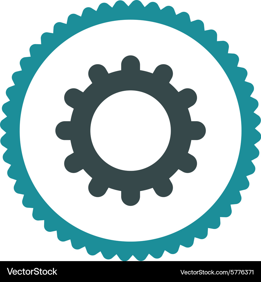 Gear flat soft blue colors round stamp icon Vector Image