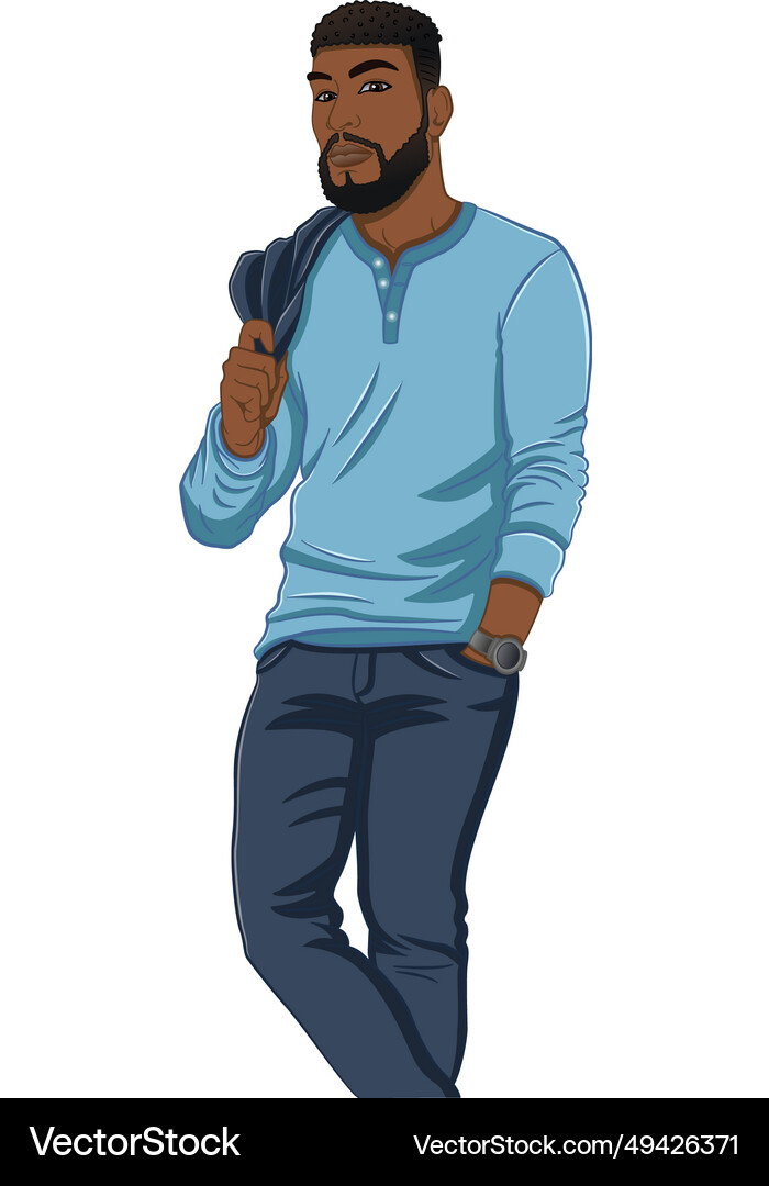 Handsome african american male model Royalty Free Vector